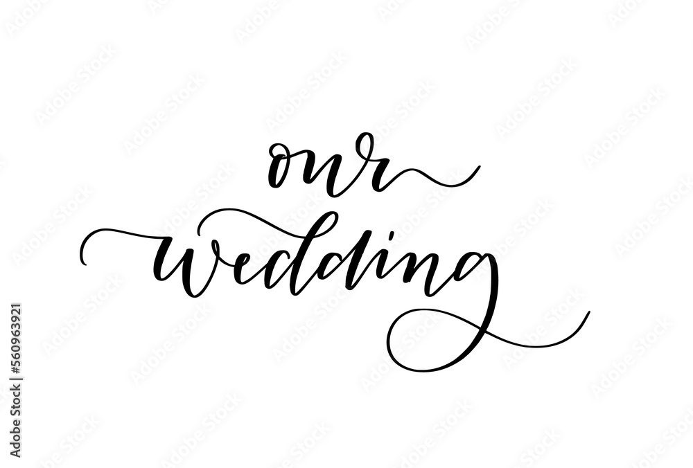 Our wedding. Wedding reception invitation. Modern hand-written brush ...