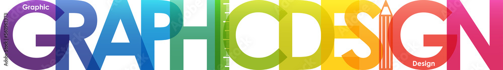 GRAPHIC DESIGN colorful typography banner on transparent background ...