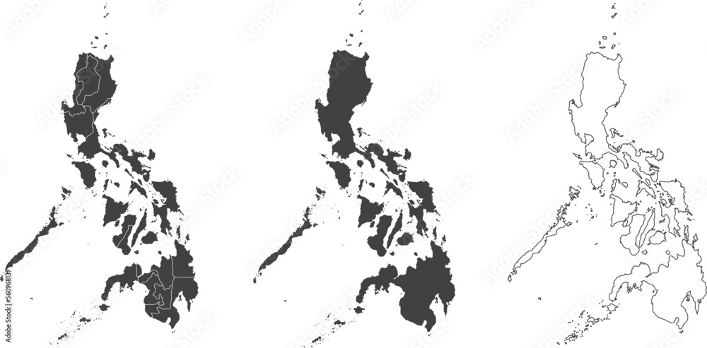 set of 3 maps of Philippines - vector illustrations Stock Vector ...