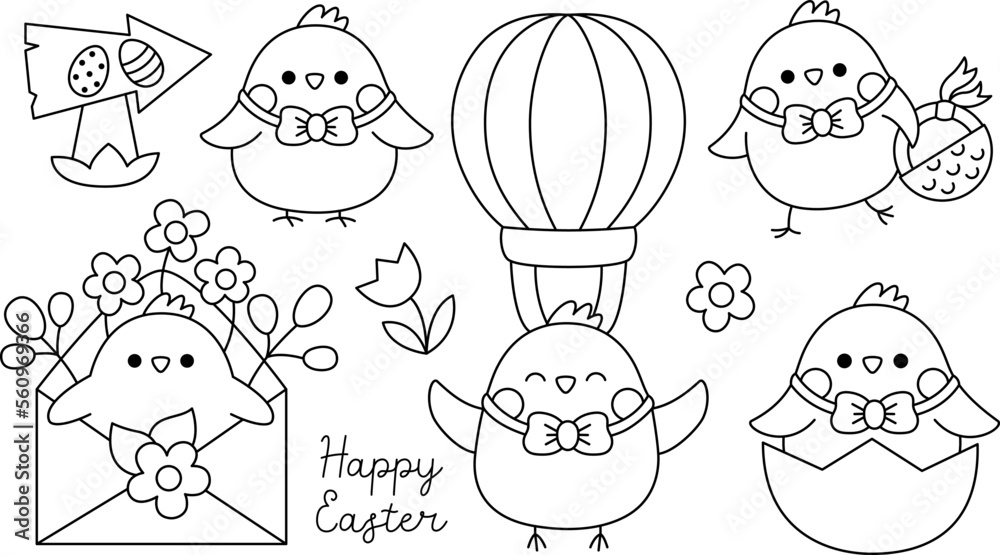 Easter Chick Clip Art Black And White