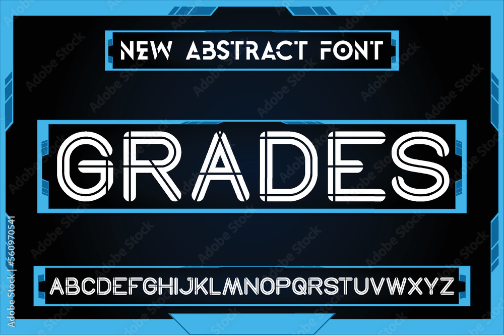 GRADES Double line creative minimal monogram font. Tech fonts for ...