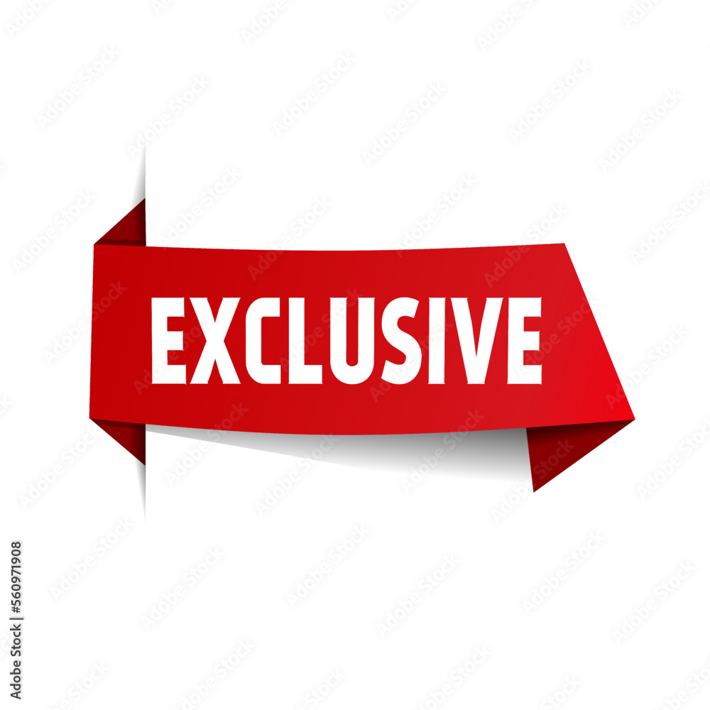 Exclusive ribbon banner template. Exclusive ribbon. Flat style Vector ...