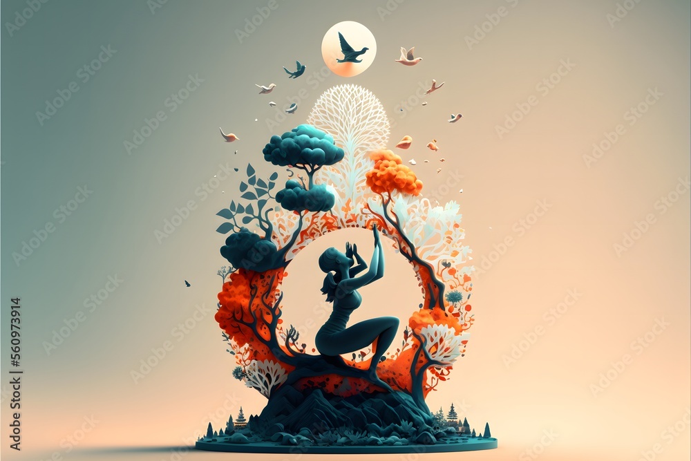 Stockillustratie Find balance and connection through yoga, mindfulness ...