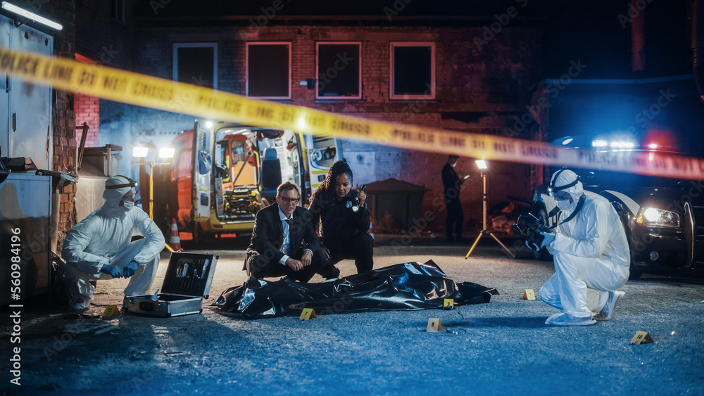 Female Police Officer and Male Investigator Working as a Team on ...