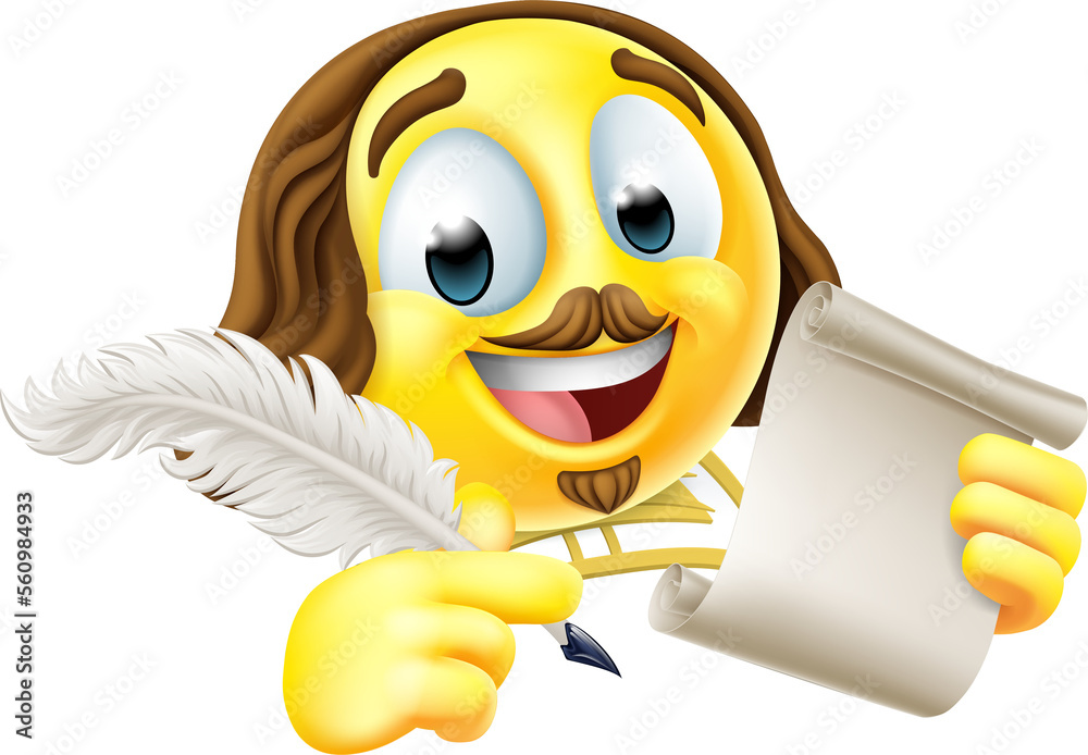 Shakespeare Poet Emoticon Emoji Cartoon Face Icon Stock Illustration ...