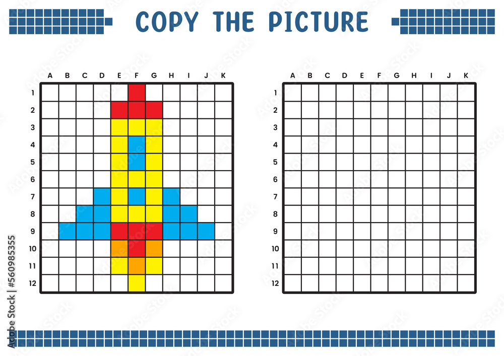 Copy the picture, complete the grid image. Educational worksheets ...