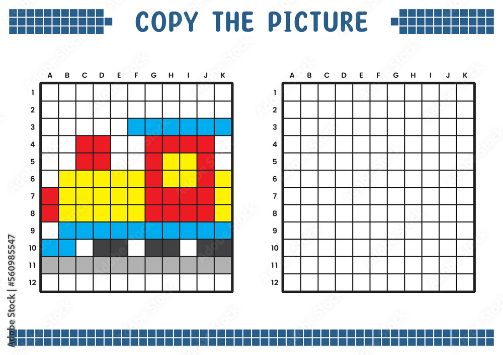 Copy the picture, complete the grid image. Educational worksheets ...