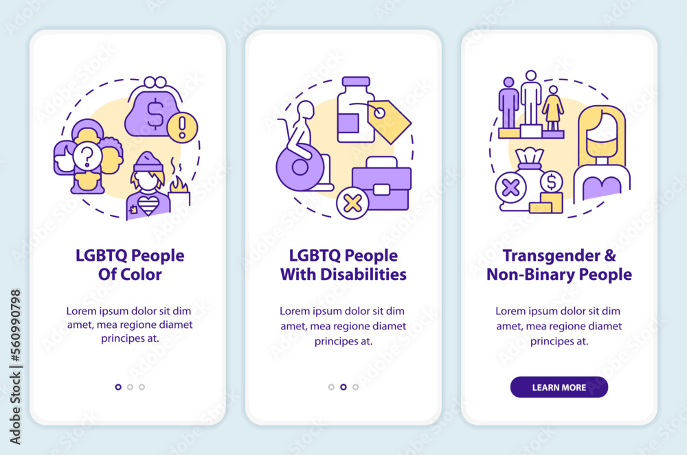 Barriers for different LGBTQ groups onboarding mobile app screen ...