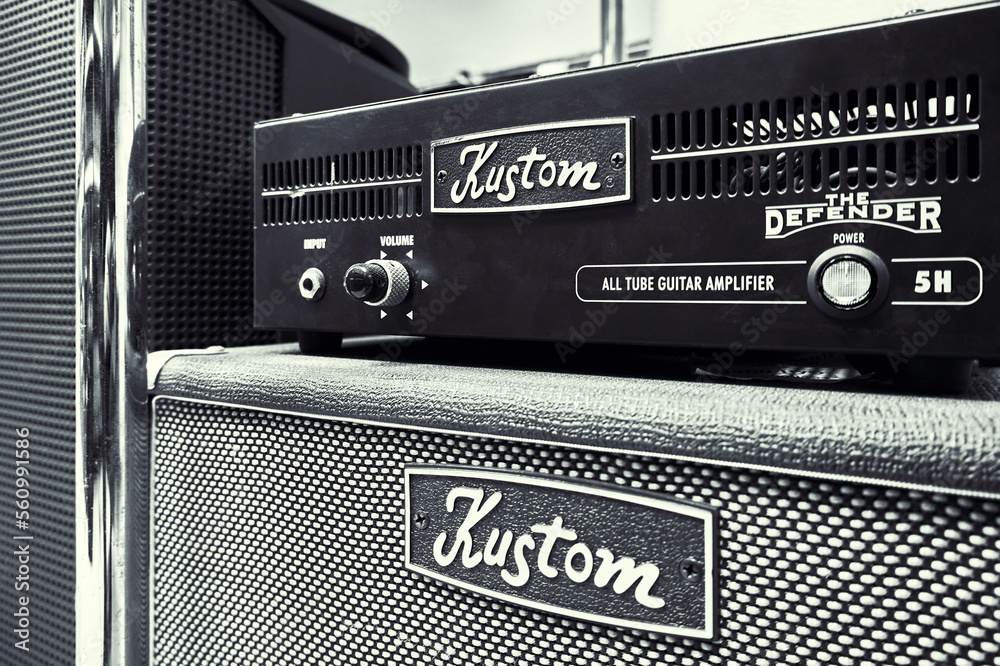 Ryazan, Russia - October 9, 2022: Kustom tube guitar amp and cabinet ...