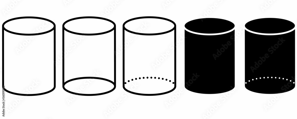 outline silhouette cylinder icon set isolated on white background Stock ...