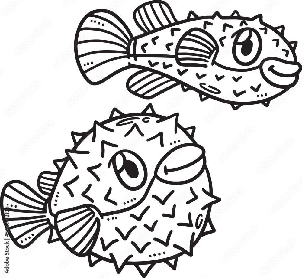 Baby Pufferfish Isolated Coloring Page for Kids Stock Vector | Adobe Stock