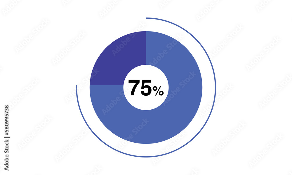 75 percent pie chart blue color, pie chart vector for blue color ...