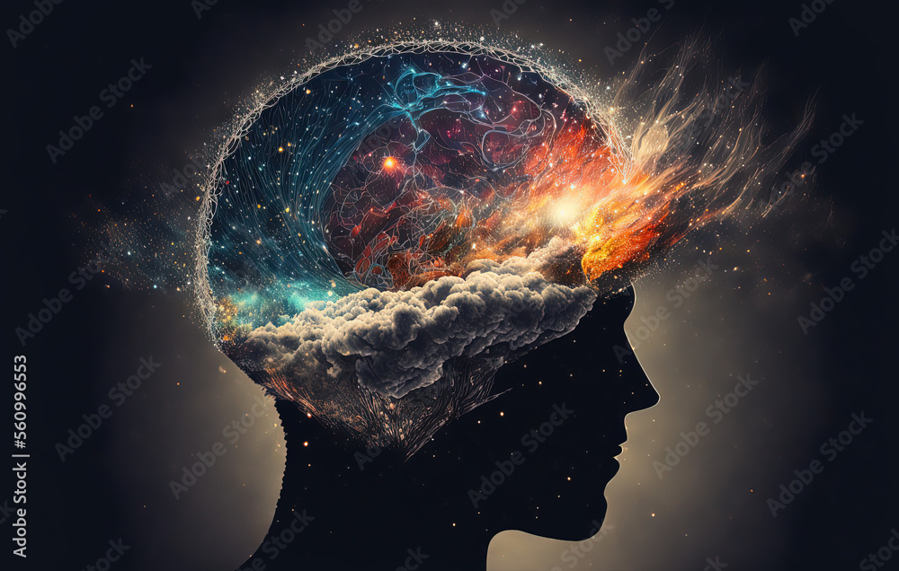 Human brain, human mind, idea. Psychedelic art, fractalism, psychedelic ...