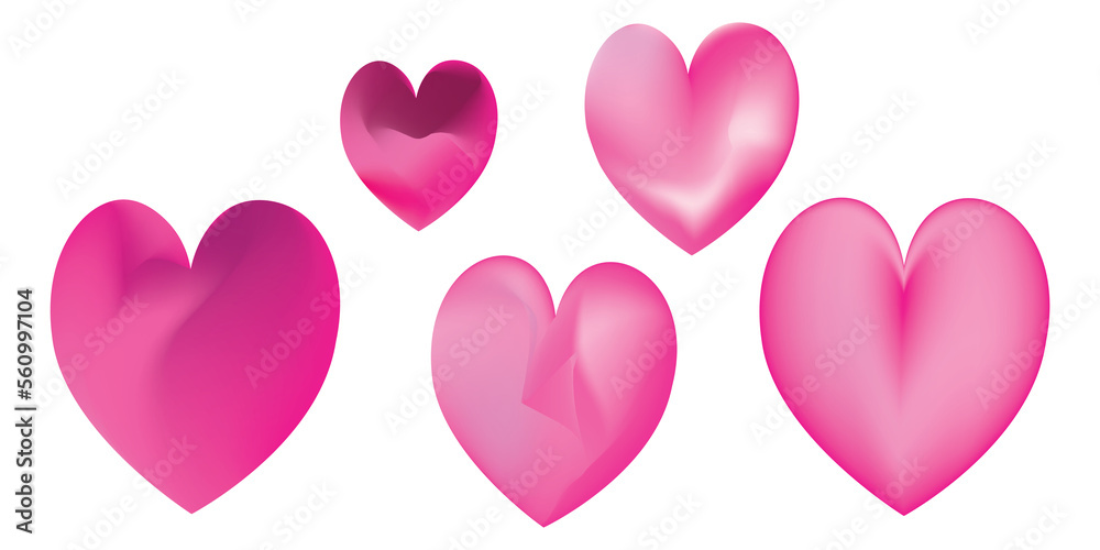 collection of pink love heart symbol elements with soft gradations ...