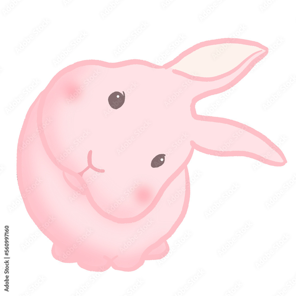 cute pink rabbit cartoon illustration Stock Illustration | Adobe Stock