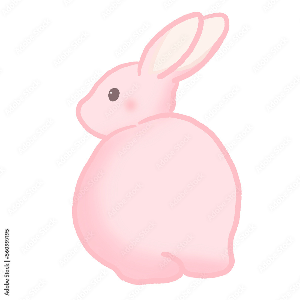 cute pink rabbit cartoon illustration Stock Illustration | Adobe Stock
