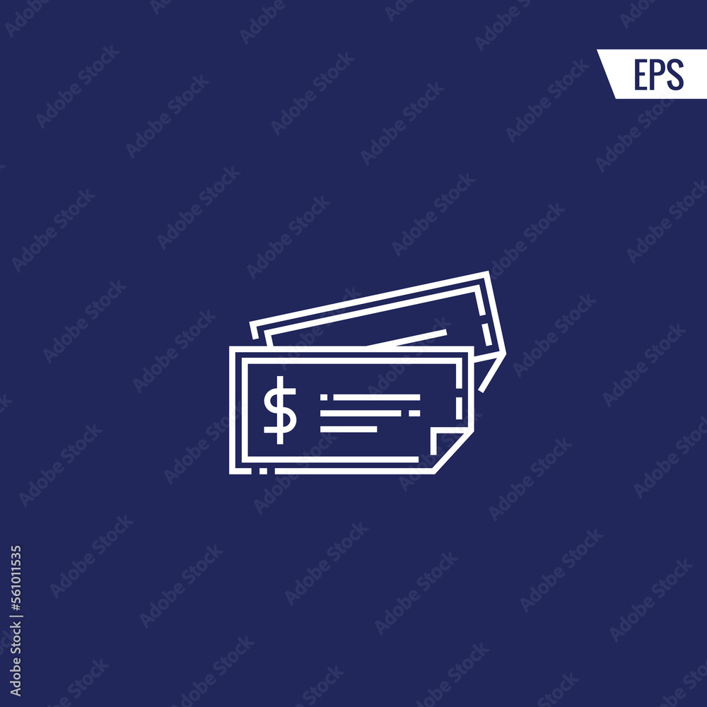 cheque icon illustration sign solid art icon isolated on white background. filled symbol in a ...