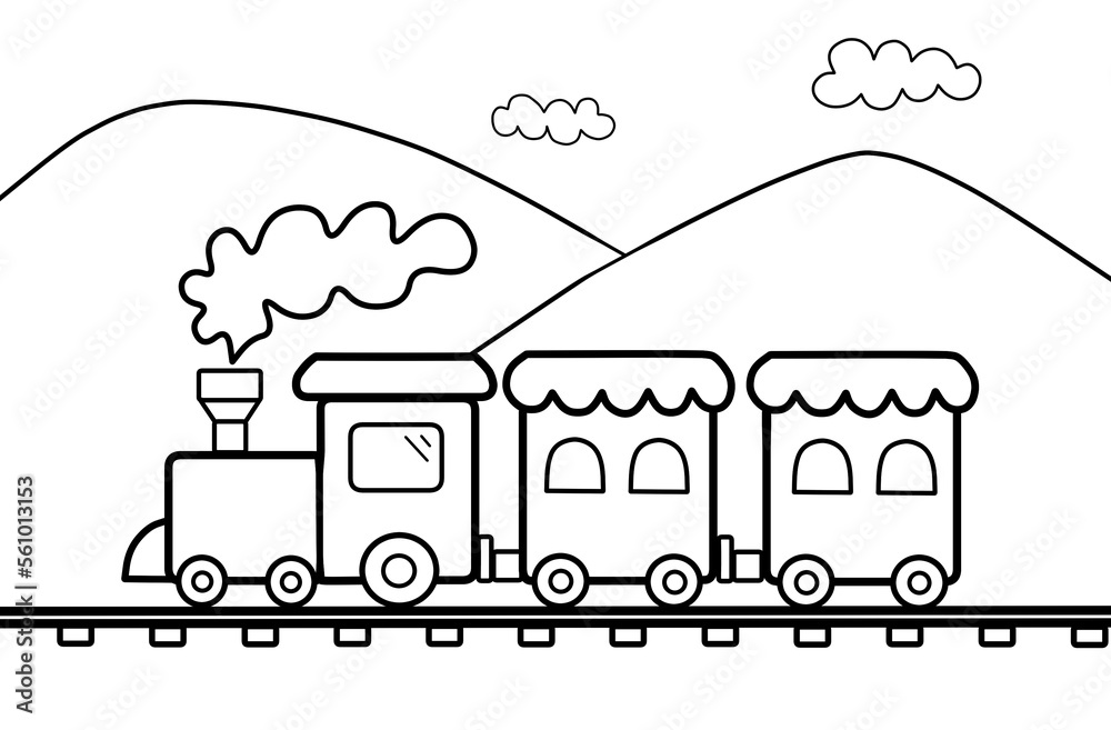 Train coloring page for kids.Painting for kids. Children's coloring ...