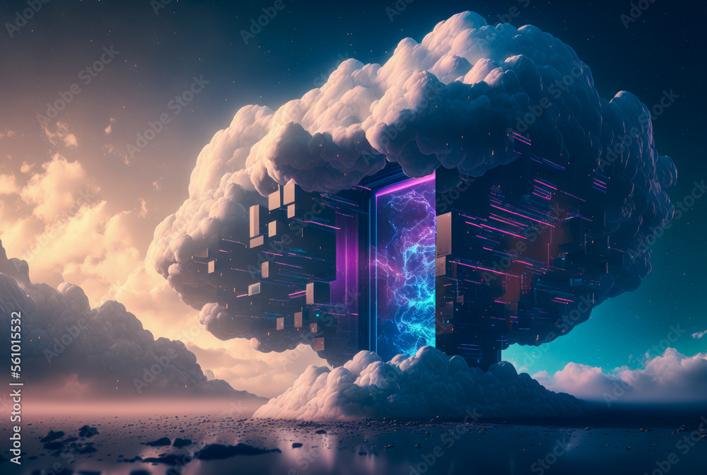 Cloud computing technology concept. Futuristic illustration AI ...