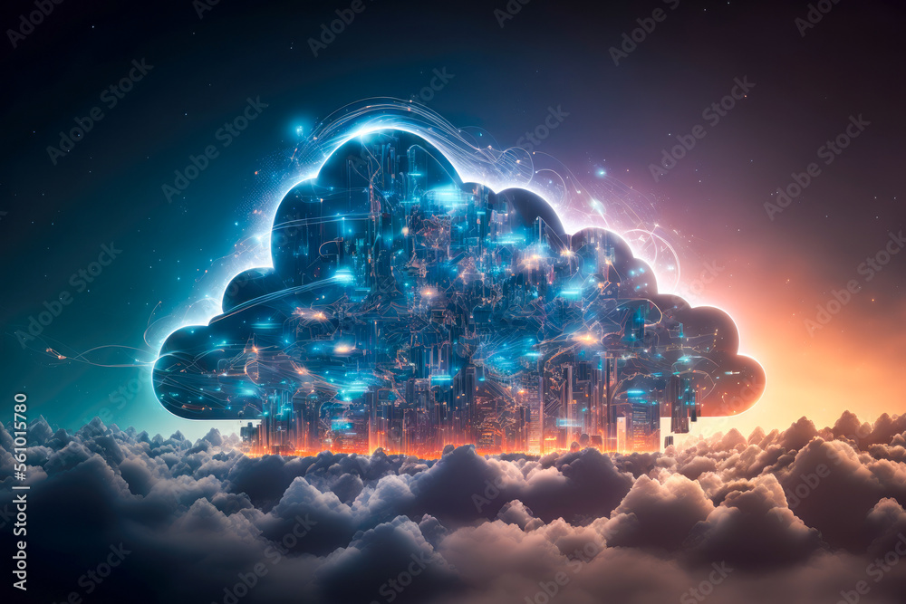Cloud computing technology concept. Futuristic illustration AI ...