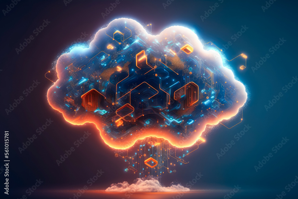 Cloud computing technology concept. Futuristic illustration AI ...
