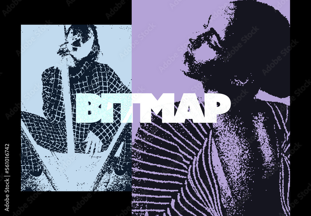 Bitmap Poster Photo Effect Mockup Stock Template | Adobe Stock