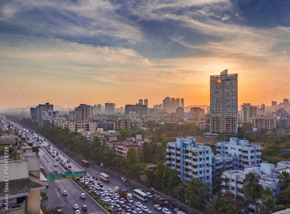Evening skyline of Mulund (East), Mumbai Stock Photo | Adobe Stock