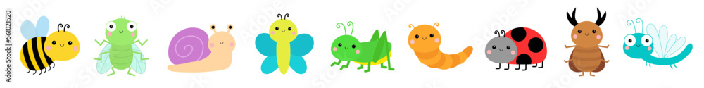 Caterpillar, fly housefly bee, bumblebee grasshopper, dragonfly, snail ...
