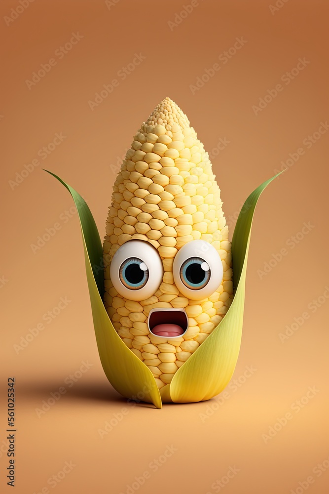 Cute Cartoon Corn Character (Generative AI) Stock Illustration | Adobe ...