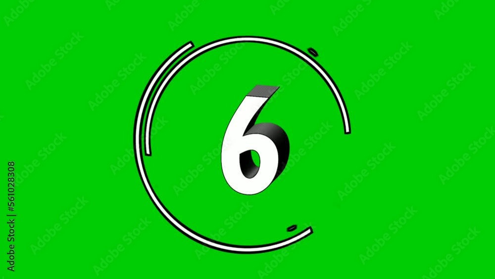 Countdown cartoon number ten 10 to one 1 animation on green screen.10 ...