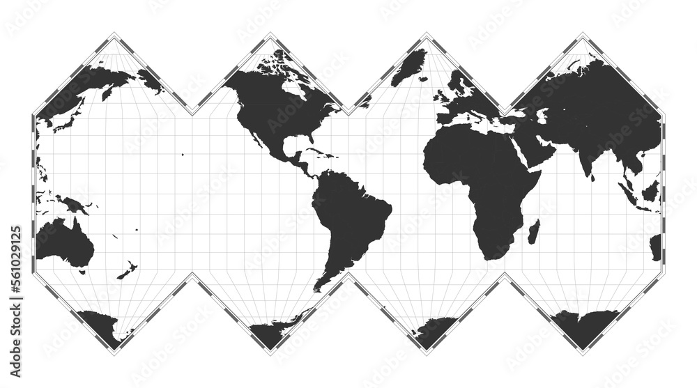 Vector world map. HEALPix projection. Plain world geographical map with ...