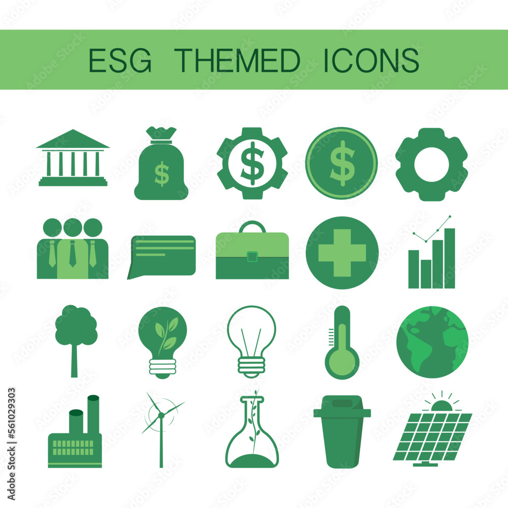 ESG themed icons. ESG environmental social and governance.Vector ...