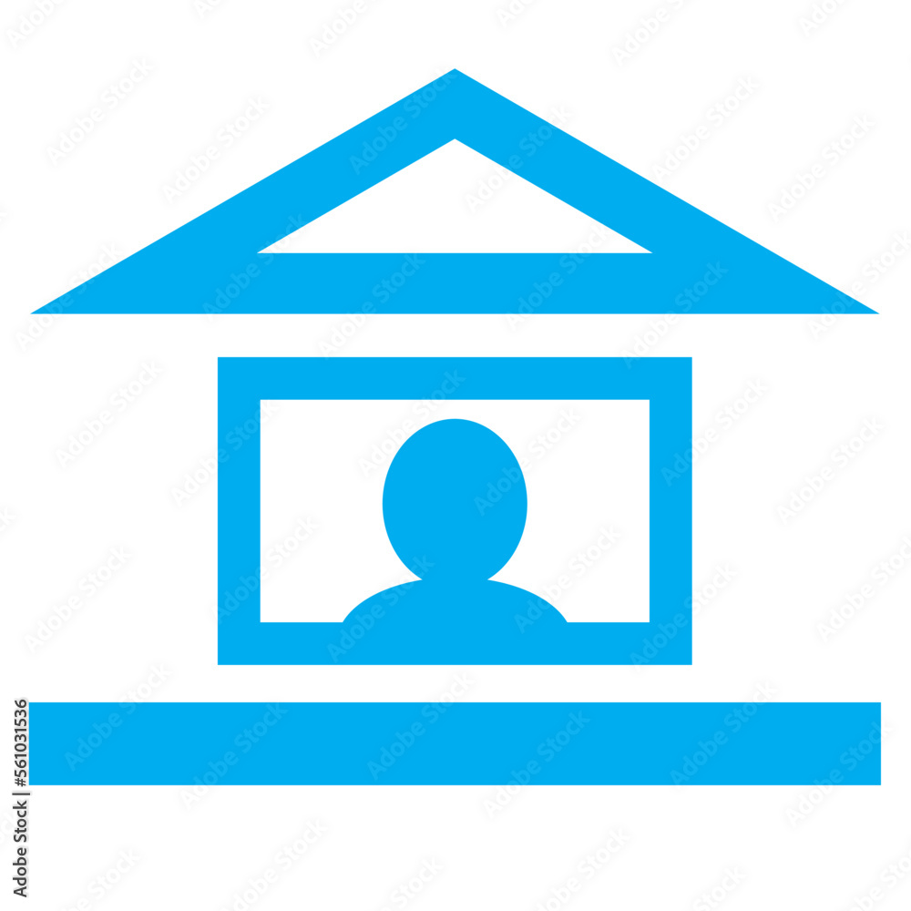 Blue and white vector graphic of a map symbol for an art gallery. It ...