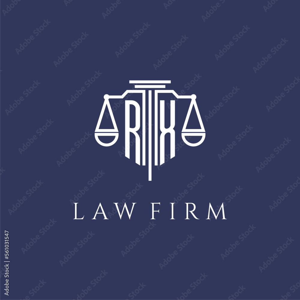 RX initial monogram for lawfirm logo with scales vector image Stock ...
