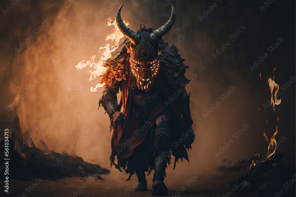 Minotaur. Head and tail of a bull and the body of a man. Generative AI ...