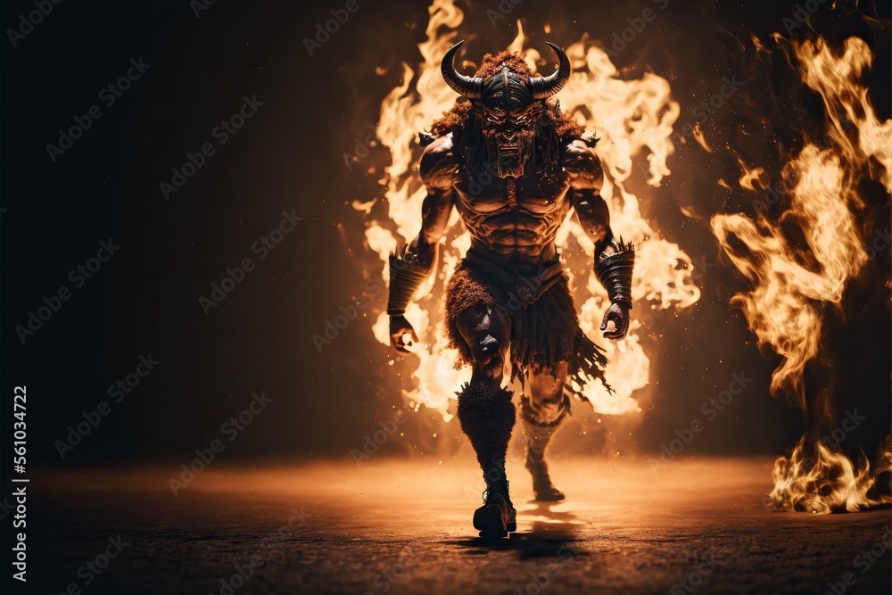 Minotaur. Head and tail of a bull and the body of a man. Generative AI Stock Illustration ...