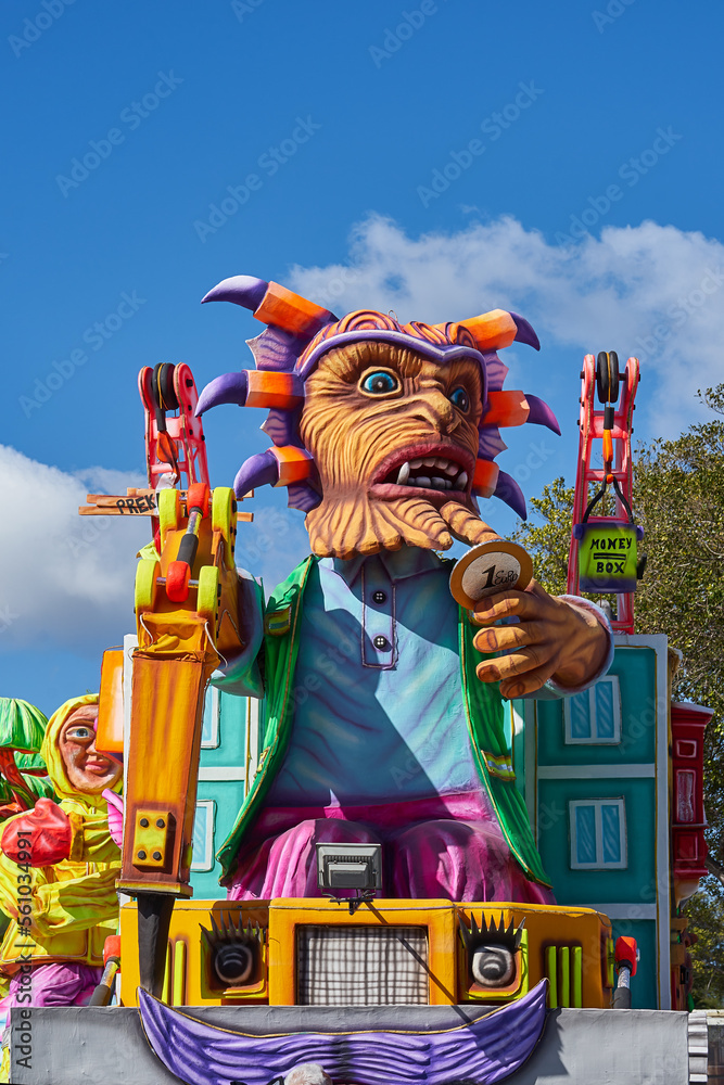 Grand Parade of colorful carnival-floats during Mardi Gras in Valletta ...
