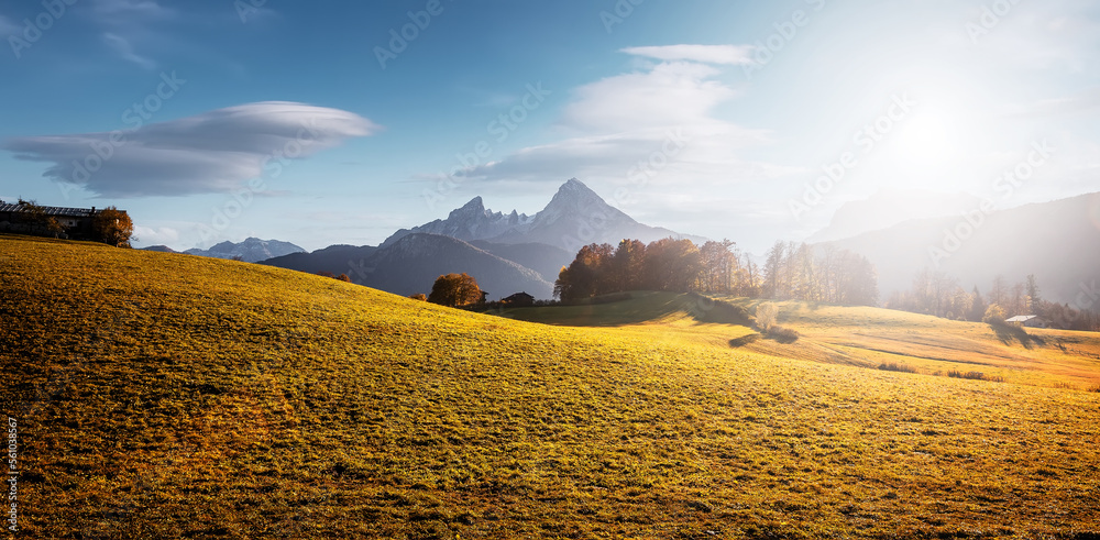 Wonderful nature landscape. Incredible autumn scenery. View on Alpine ...
