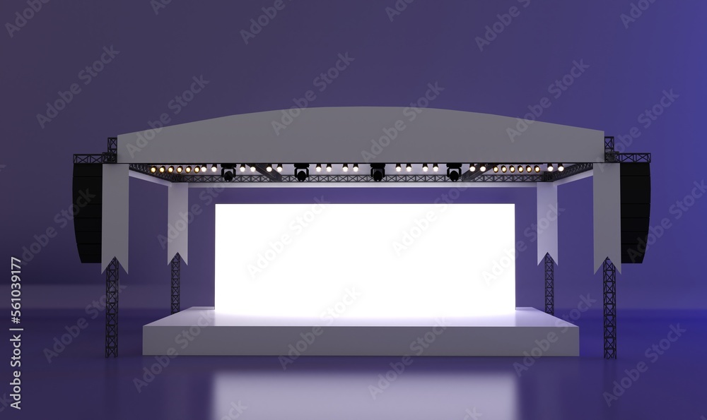 Stage rigging truss system with blank backdrop concert performance ...