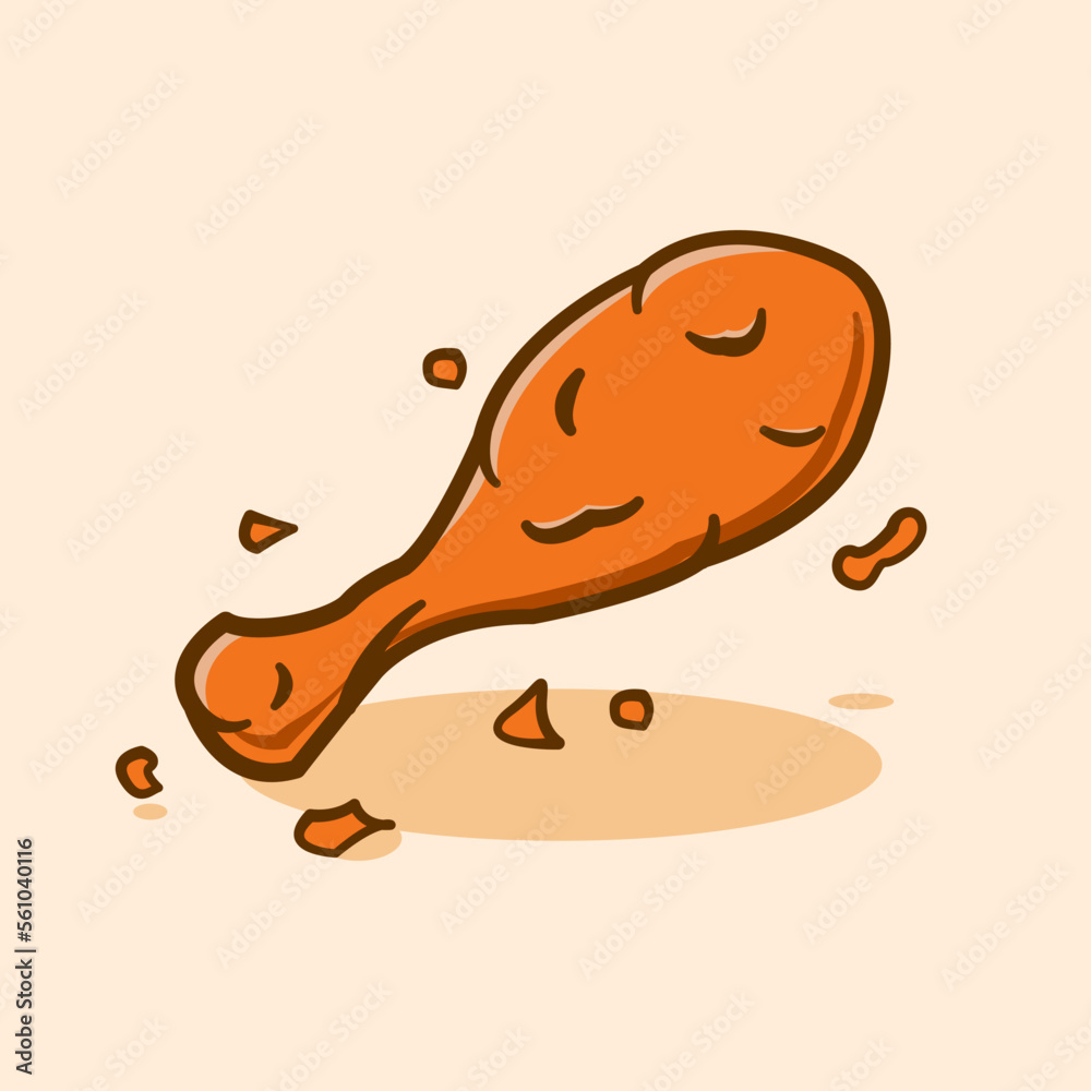 Crispy fried chicken cute illustration concept in cartoon style Stock ...