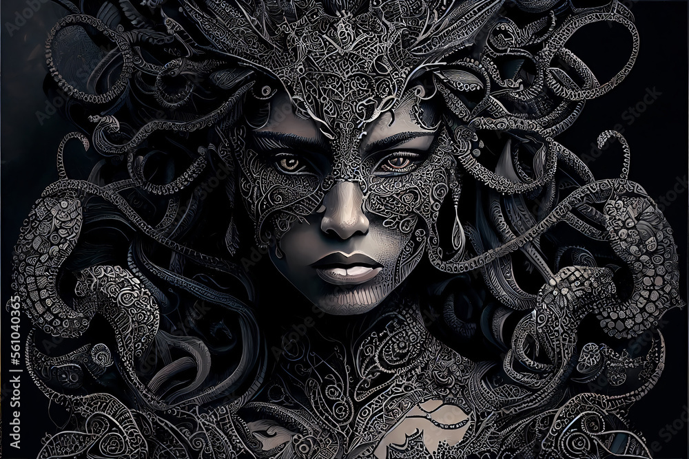 dark goddess woman beautiful generated ai Stock Illustration | Adobe Stock