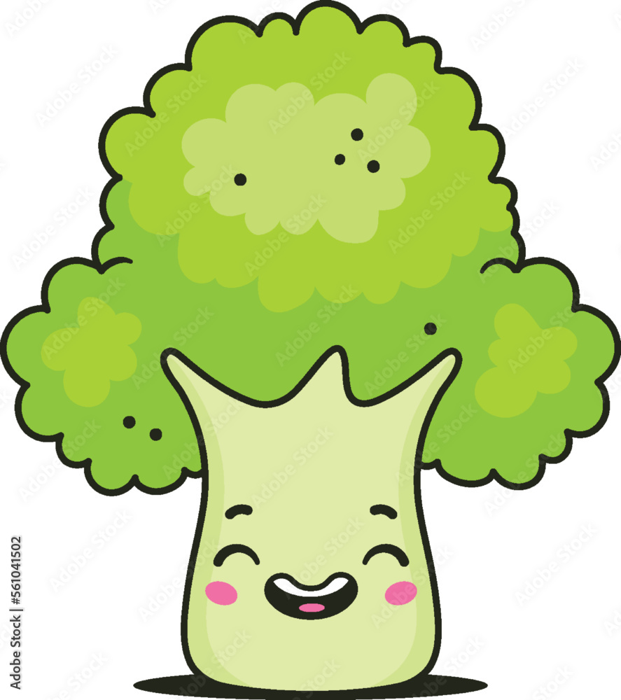 Poster Cute kawaii broccoli character vector cartoon illustration ...