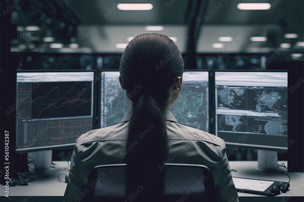 hacker in front of computer screen, generative ai Stock Illustration ...