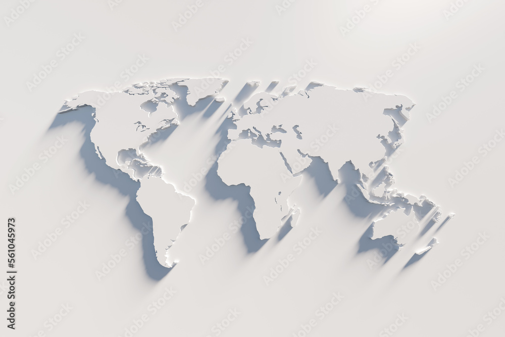 Extruded World map 3d render Stock Illustration | Adobe Stock
