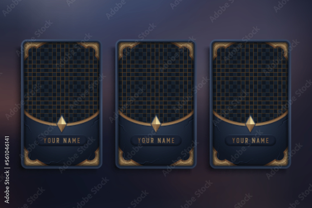 Futuristic frames of black metal border for avatar in game interface ...