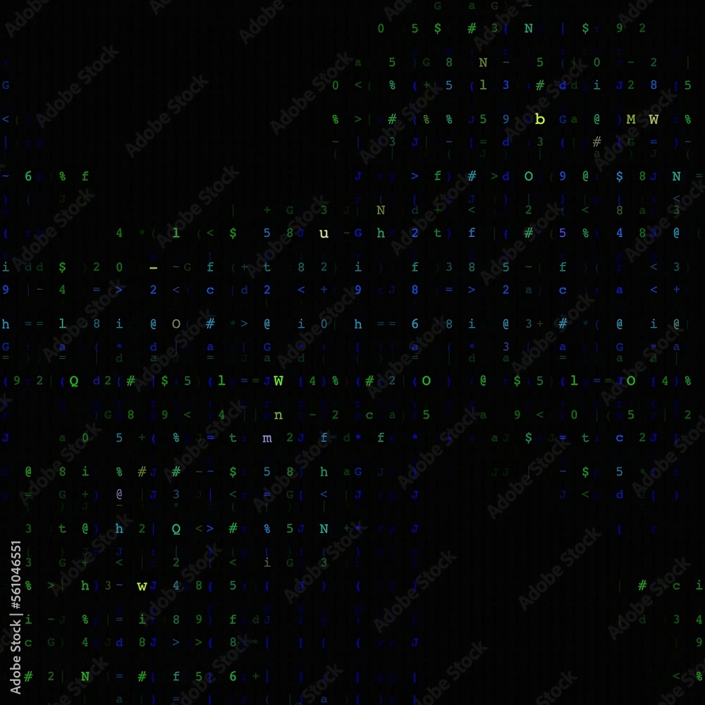 Dark background with glowing ASCII characters Stock Illustration ...