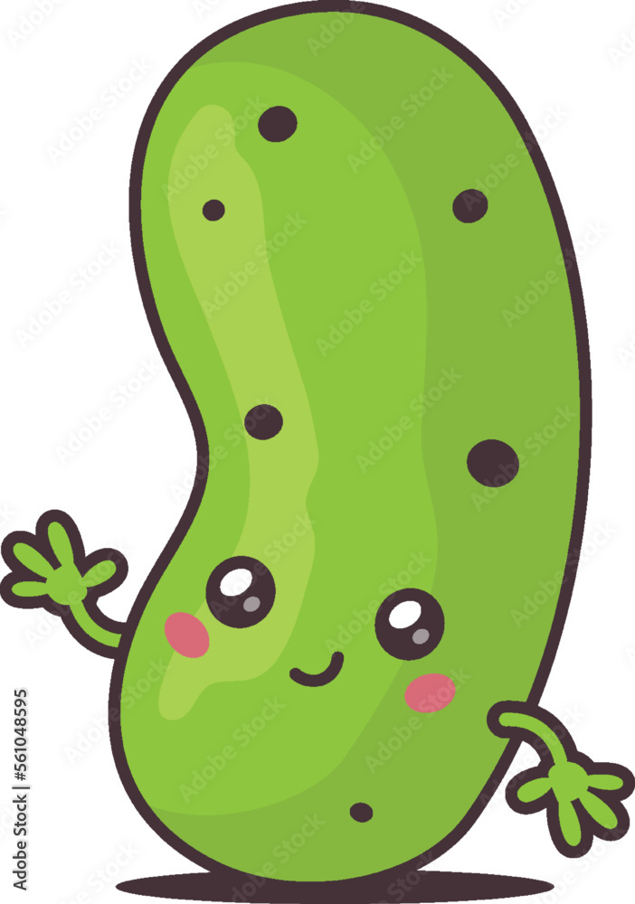 Cute kawaii pickle character vector cartoon illustration isolated on ...