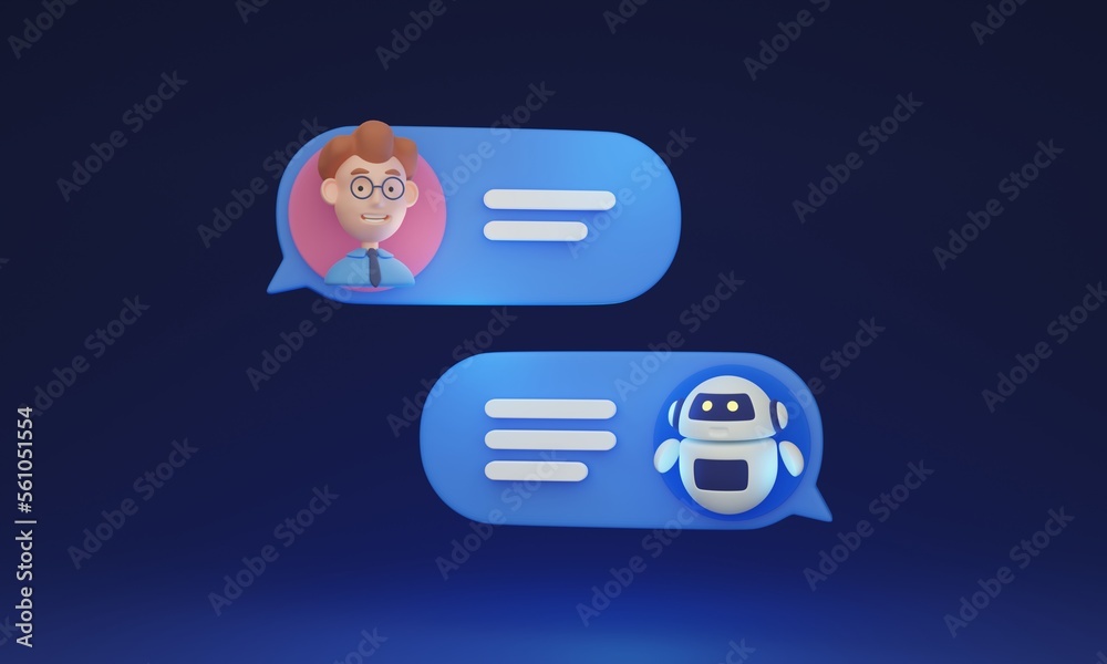 Chatbot robot providing online assistance, 3D illustration. Futuristic ...