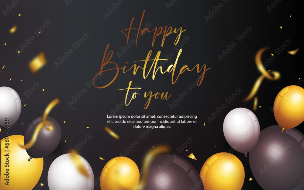 Happy birthday background with balloon and confetti Stock Vector ...