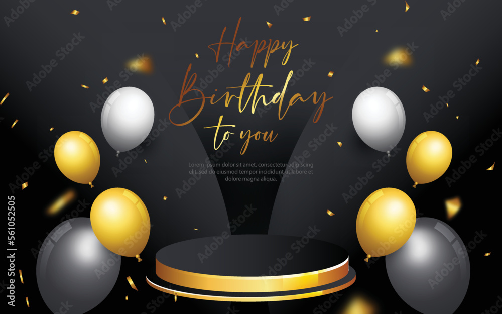 Happy birthday background with balloon and confetti Stock Vector ...